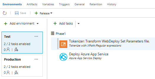 Per-environment config value tokenization for Azure Web Apps using VSTS Release Management